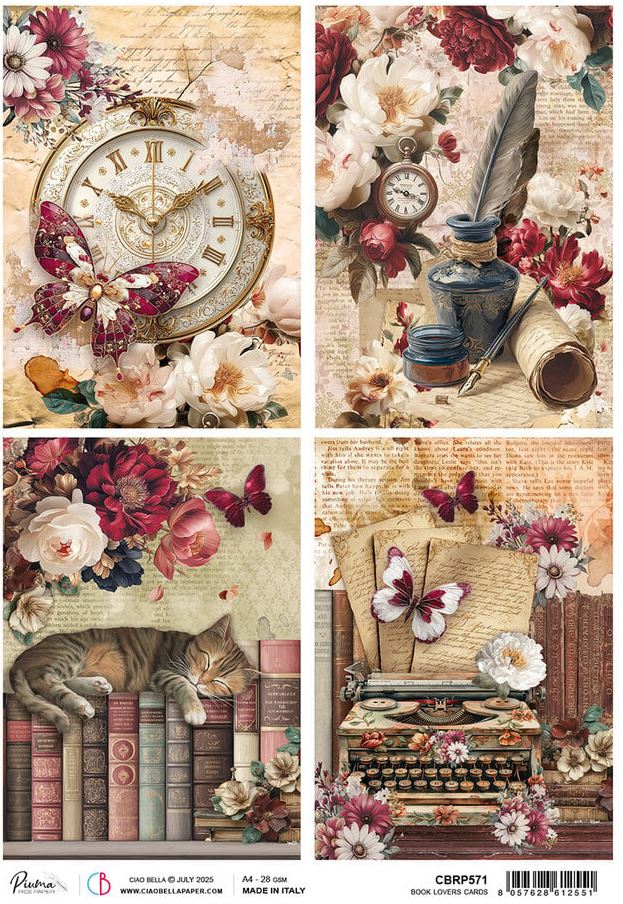Ciao Bella Book Lovers A4 Rice Paper - A Book Lovers Cards (5pcs) (CBRP571)