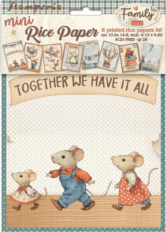 Stamperia Family A6 Mini Rice paper (8pcs) (DFSA6X03)