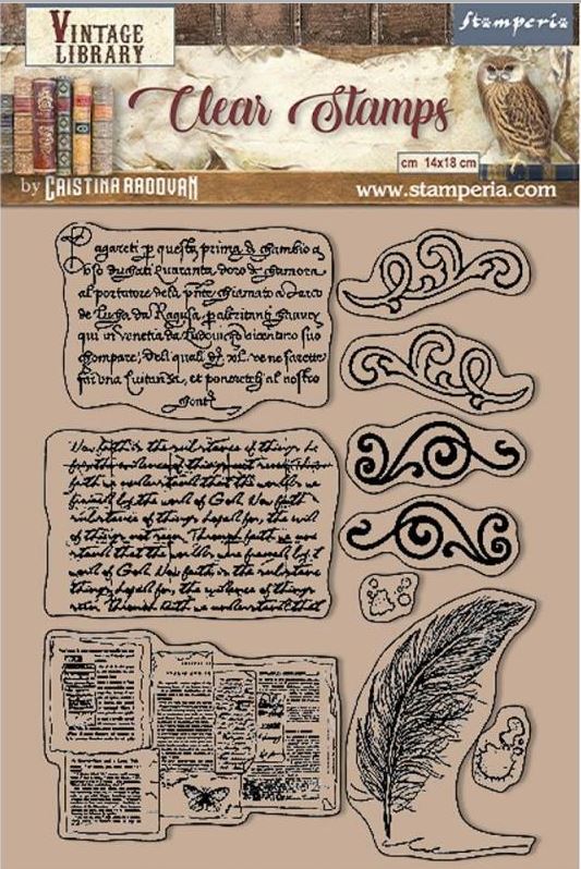 Stamperia Vintage Library Stamp Set - Calligraphy WTK172