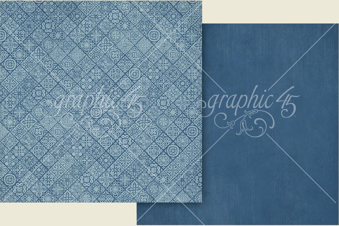 Graphic 45 Scenic Route 12"x12" Double-Sided Paper - ULTRAMARINE BLUE